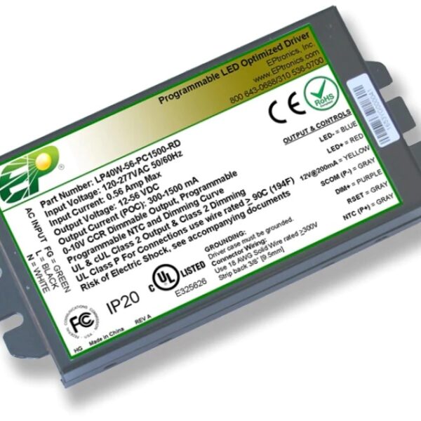 LP40W Series 40 Watt Programmable LED Driver with 12VDC Auxiliary - EPtronics
